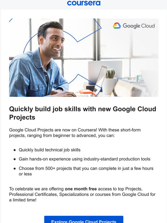 Coursera: New! Google Cloud Projects are now on Coursera | Milled