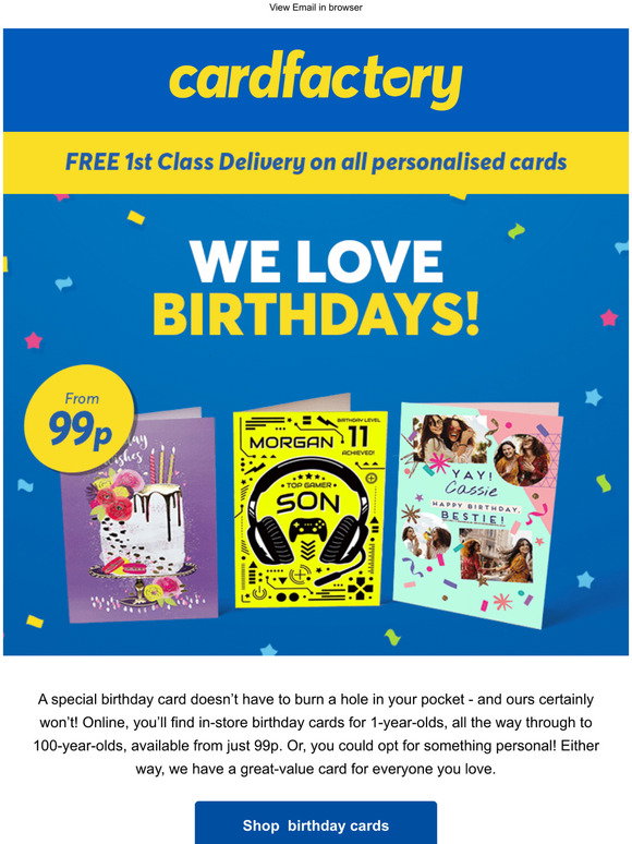 Card Factory: Great value birthday cards for all! | Milled