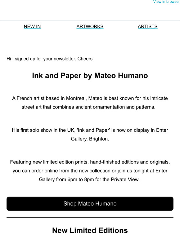 Enter Gallery: Ink and Paper by Mateo Humano | Milled