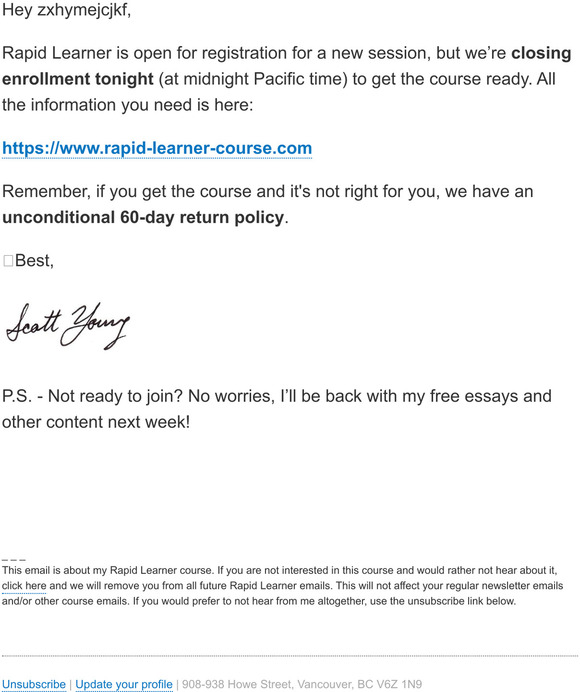 Learn More, Study Less: The Video Course: Rapid Learner closes tonight | Milled