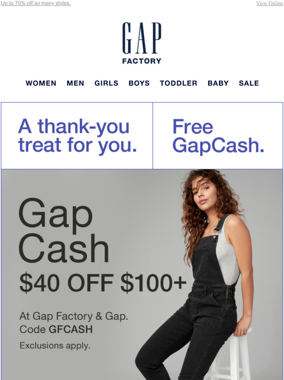 Gap Factory: Your $40 in free GapCash (use it before it expires) | Milled