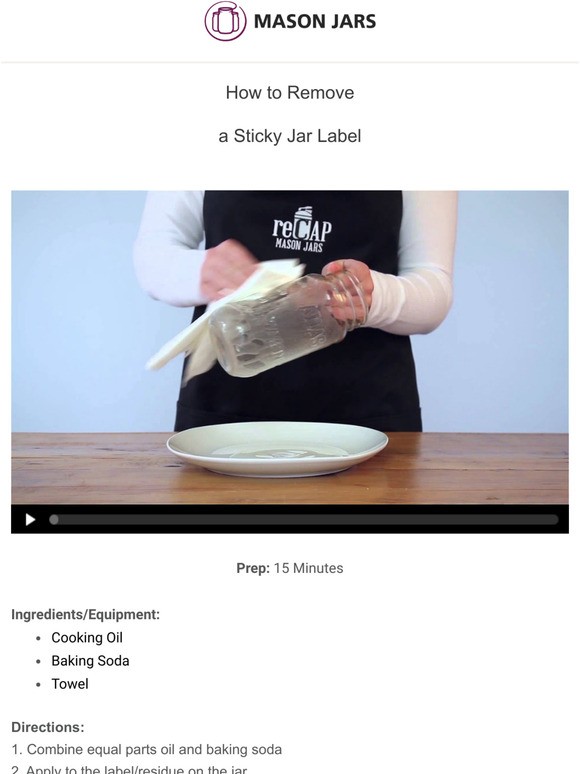 masonjars: Remove a Label from a Jar with Ease! | Milled