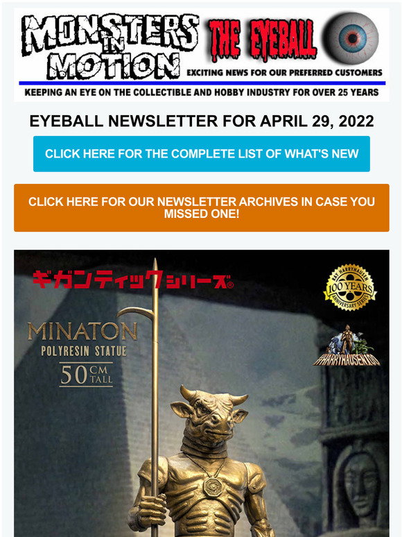 Monsters in Motion: Harryhausen Huge Minaton Statue, Minaton Heart Prop ...