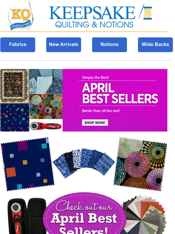 Keepsake Quilting: The Best Sellers of April, No Foolin'! | Milled