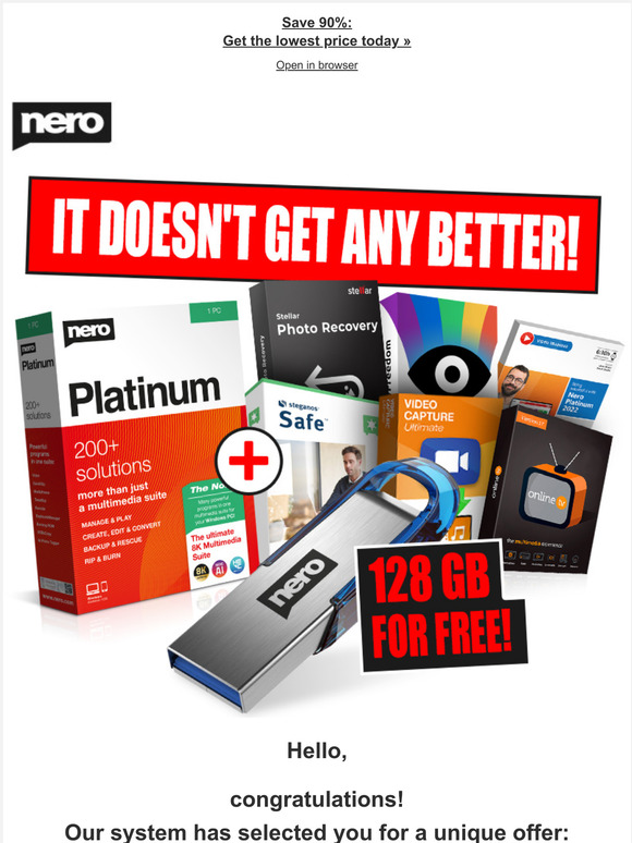 Nero: Our system has selected you for a unique offer! | Milled