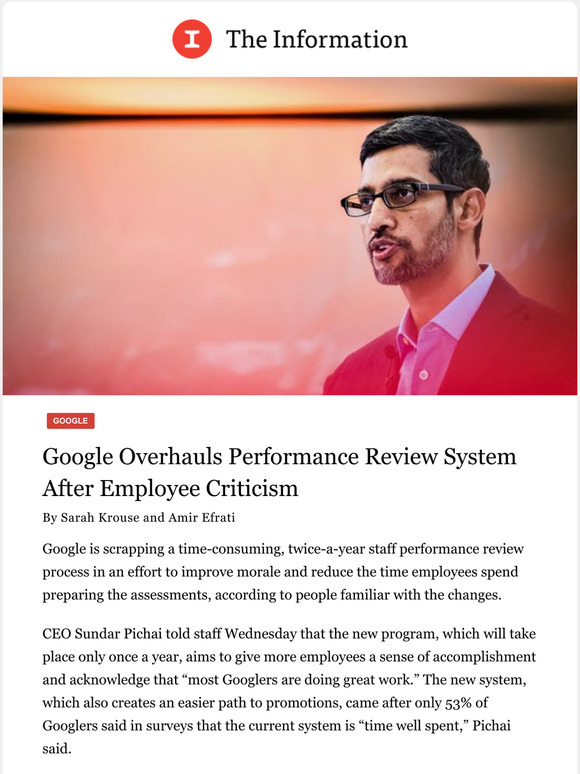 The Information: Google Overhauls Performance Review System After ...