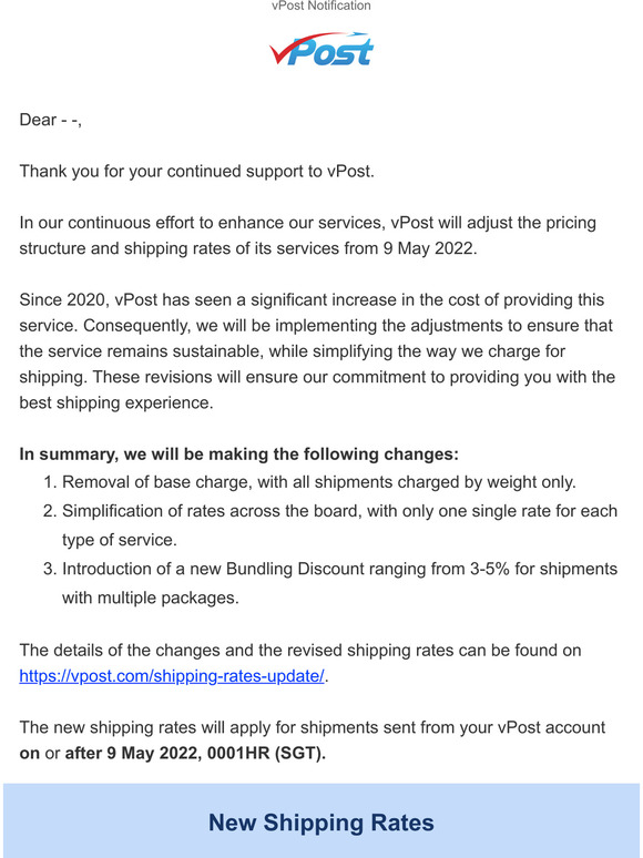 vPost: vPost Notification (Final Reminder): Important Changes to vPost ...