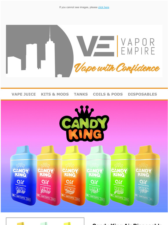 Vapor Empire: NEW Candy King Air Disposable! | Milled