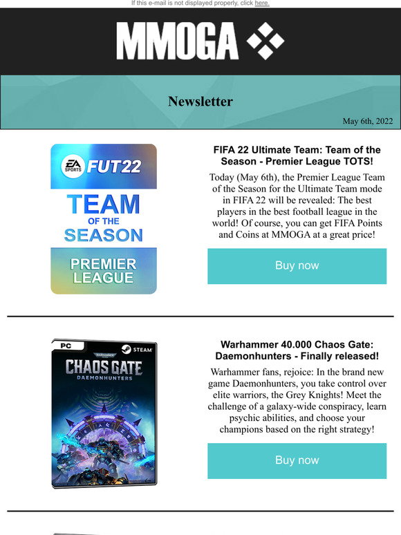 MMOGA: MMOGA - FIFA 22 TOTS! Warhammer 40k Chaos Gate Daemonhunters ...