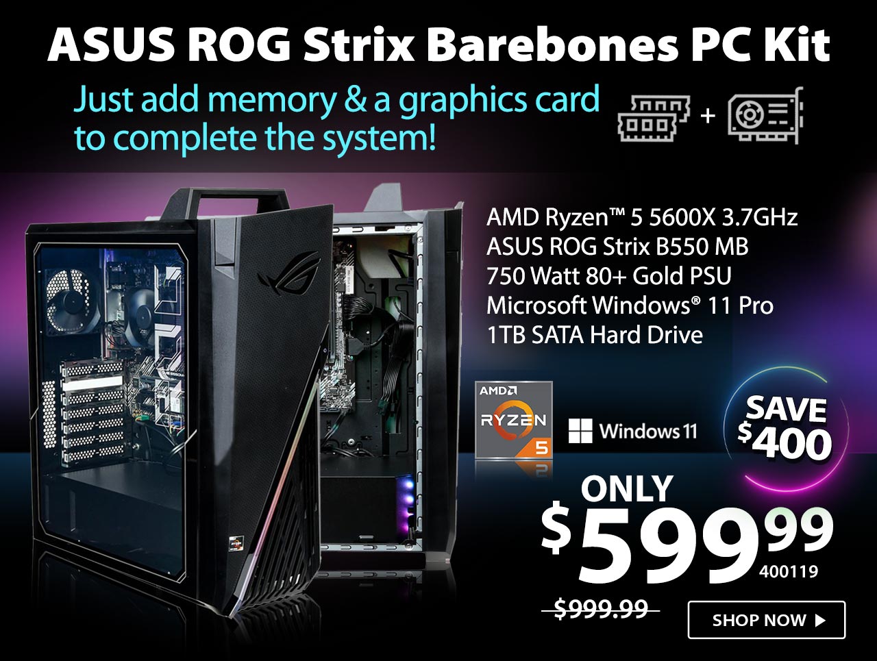Micro Center: ASUS ROG Strix BareBones PC Kit! Only $599 - Save $400 ...