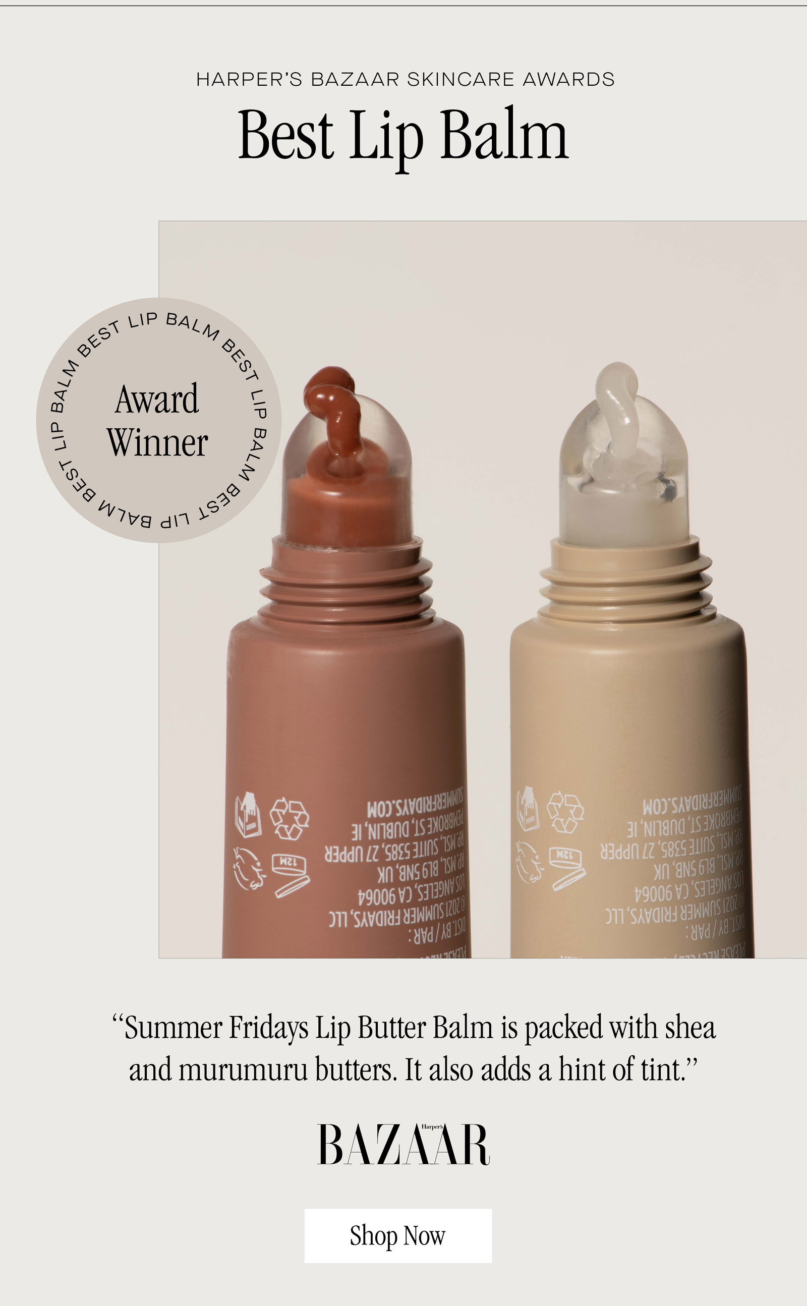 Summer Fridays: Lip Butter Balm Awarded Best Lip Balm | Milled