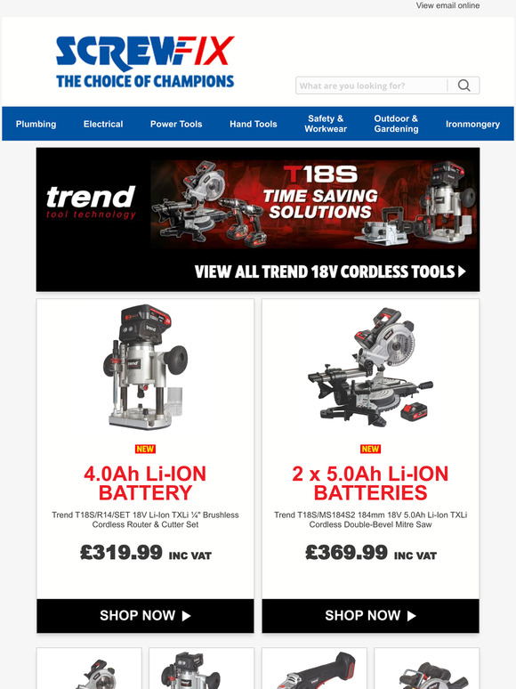 Screwfix: NEW Trend 18V Cordless Range | Milled