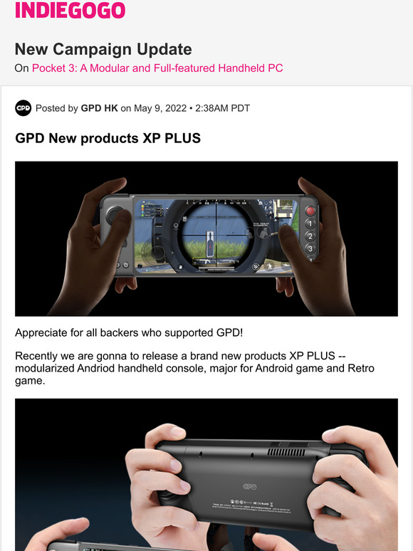 Indiegogo: Update #32 from Pocket 3: A Modular and Full-featured ...