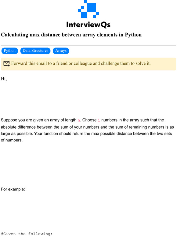 Data Interview Qs Calculating Max Distance Between Array Elements In Python Milled