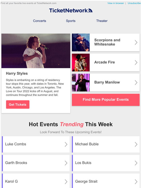 Ticket Network: Harry Styles, Scorpions and Whitesnake, Arcade Fire ...