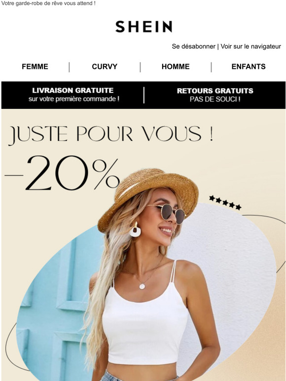SHEIN: Livraison Gratuite & -20% sur tout ! Des avantages spciaux ne ...