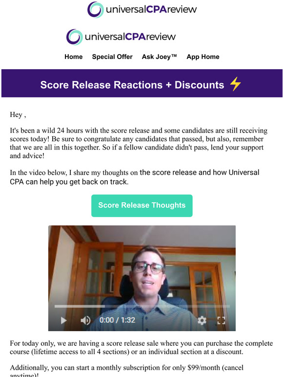 Universal CPA Review: Score Release Reactions + Discounts (today only ...
