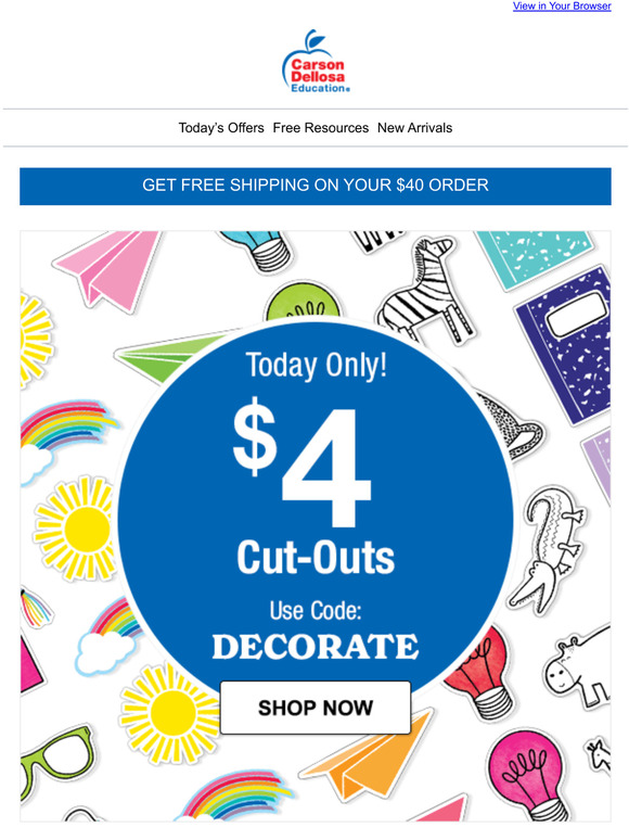 Carson Dellosa Education Today Only 4 Cut Outs Flash Sale Milled