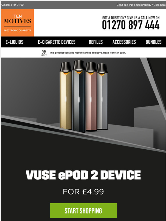 Ten Motives: Vuse ePod 2 Device for 4.99 | Milled