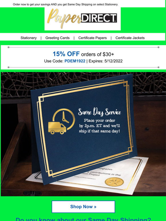 Paper Direct: Times Almost Up. 15% Off Ends Tomorrow. | Milled