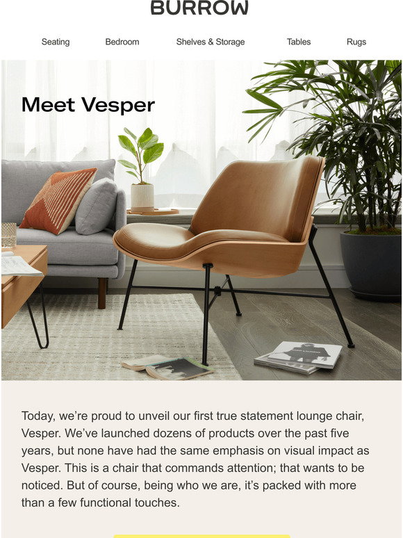 Burrow: Introducing the Vesper Lounge Chair | Milled