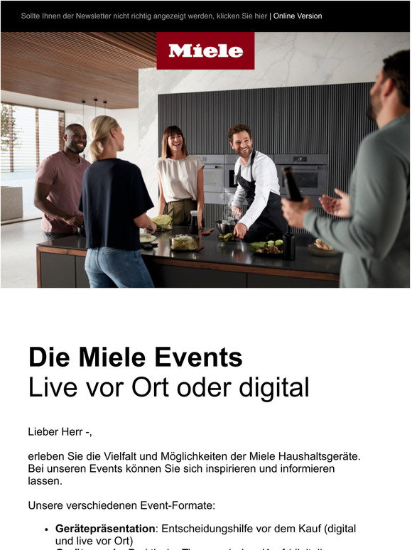 Miele: Entdecken Sie unsere Miele Events! Live vor Ort und digital | Milled