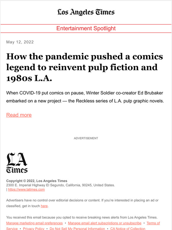 Los Angeles Times: Comics legend reinvents L.A. '80s pulp fiction | Milled