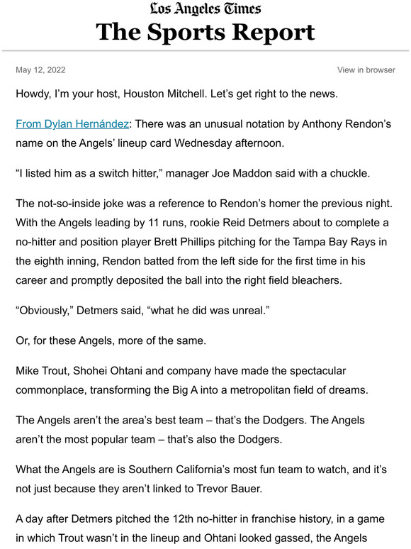 Los Angeles Times: The Sports Report: The Angels are SoCal's most fun ...