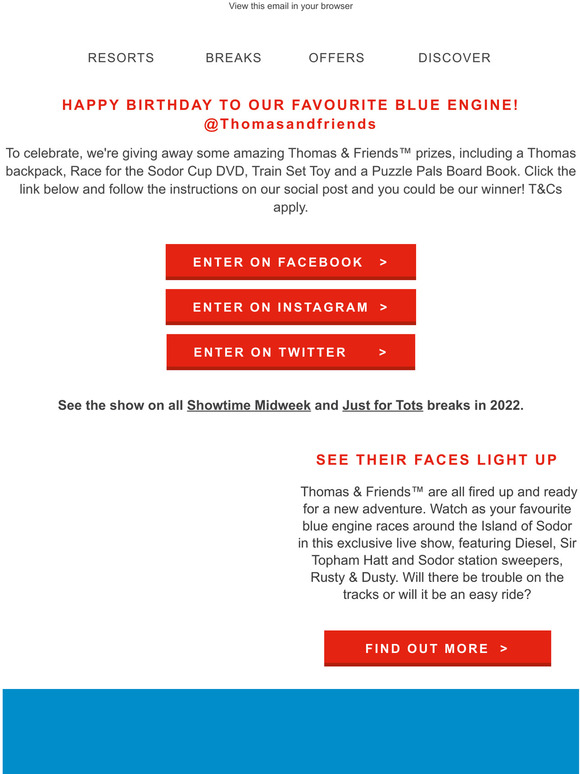 Butlins: WIN Thomas & Friends prizes! | Milled