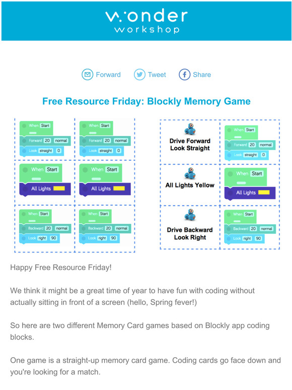 Wonder Workshop: Free Unplugged Blockly Games! | Milled
