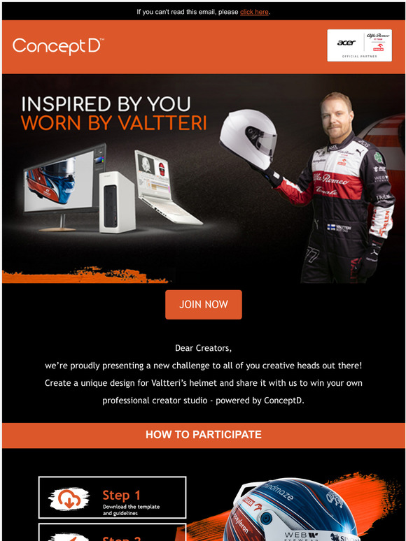 Acer: Win a ConceptD Creator Studio. Design Valtteris racing helmet ...