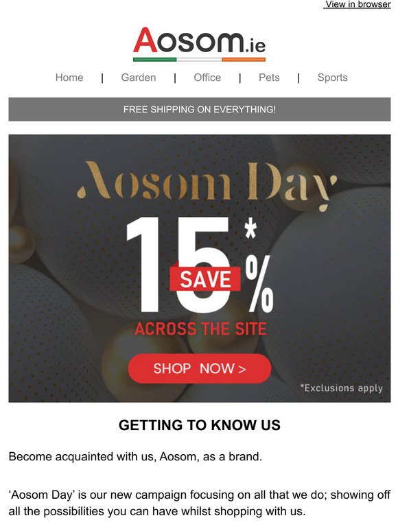 Aosom: Get to know us: Aosom Day 2022 | Milled