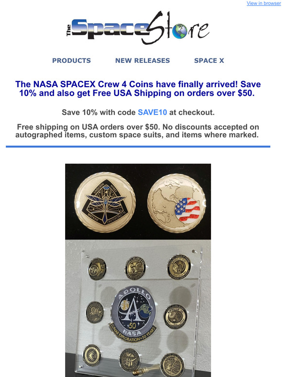 The Space Store: NASA SPACEX Crew 4 Coins now in stock! | Milled