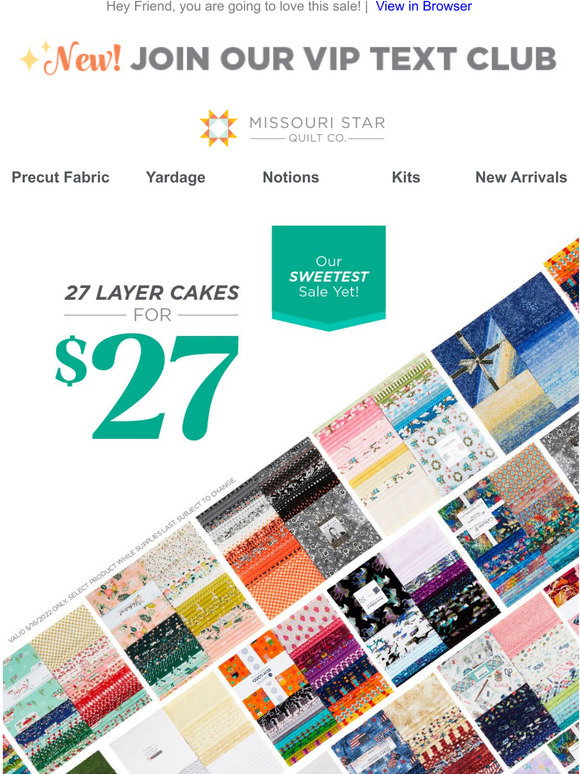 Missouri Star Quilt Company: Select Layer Cakes for $27! | Milled