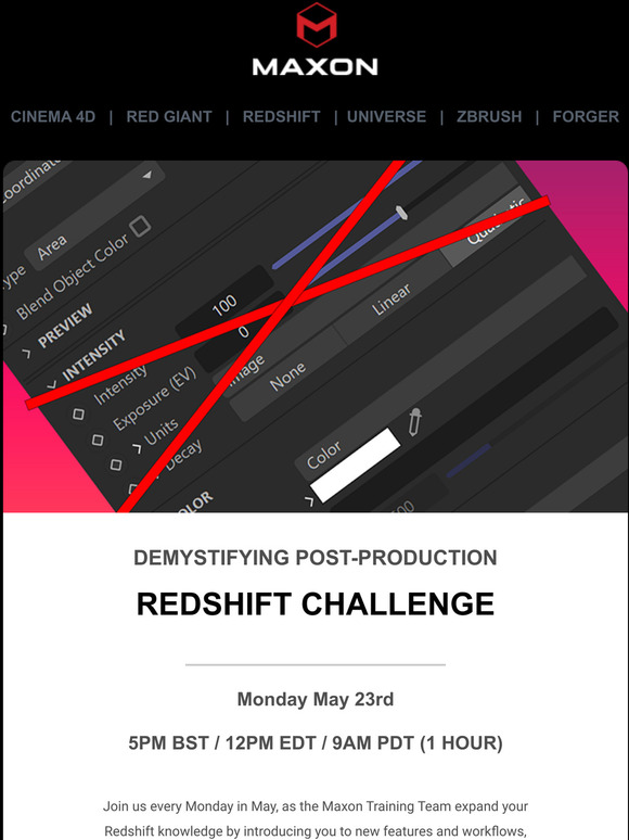 Maxon: FREE TRAINING | Mondays in May - Demystifying Post-Production ...