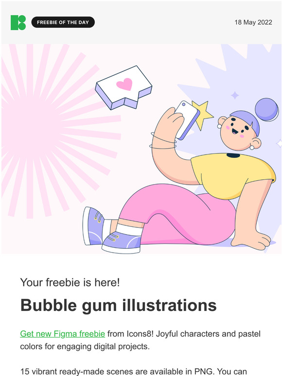 Icons8: Your freebie is here! Bubble gum illustrations | Milled