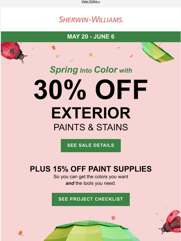 Sherwin-Williams Email Newsletters: Shop Sales, Discounts, and Coupon Codes