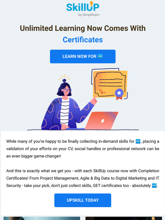 Simplilearn: Certificates At 0 Cost | Unlimited Learning | Milled