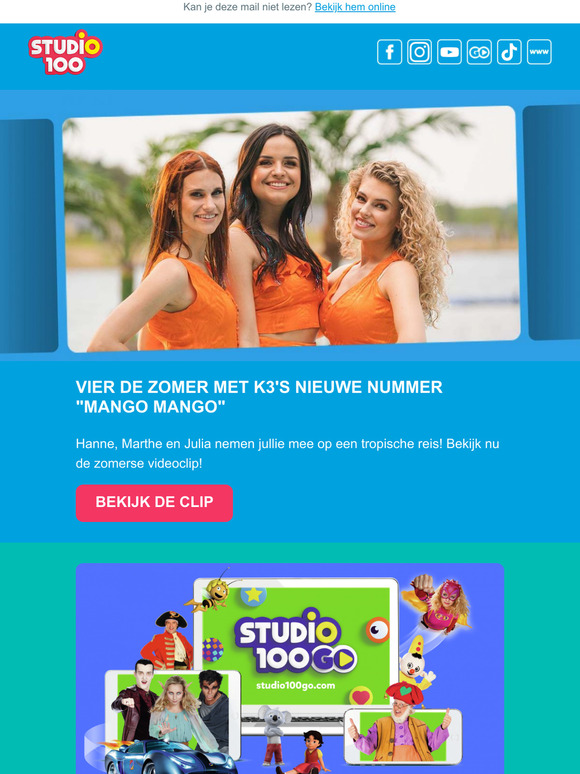 Studio 100: Bekijk nu de nieuwe K3 zomerclip "Mango Mango" | Milled