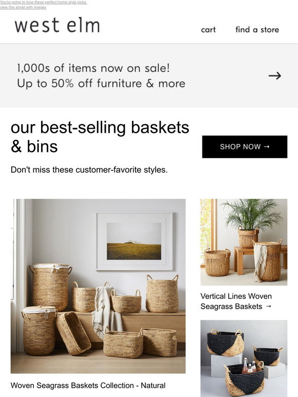 West Elm: Baskets & Bins *just* for you *Plus, 1,000s of styles now on ...