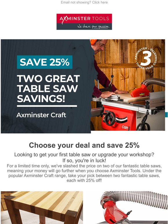 Axminster Tools: Two great table saw savings! | Milled