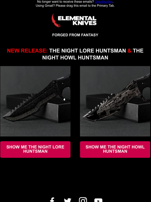 Elemental Knives: New Release: Night Lore And Night Howl Huntsman | Milled