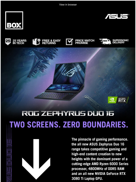 Box: Elevate your game with the all new ASUS ROG Zephyrus Duo 16 Gaming ...