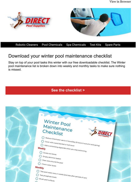 Direct Pool Supplies: Free Pool Winter Maintenance Checklist | Milled