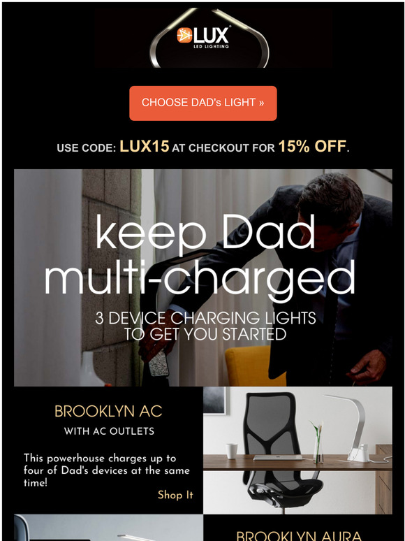 LUX LED Lighting: Keep Dad Multi-Charged | Milled
