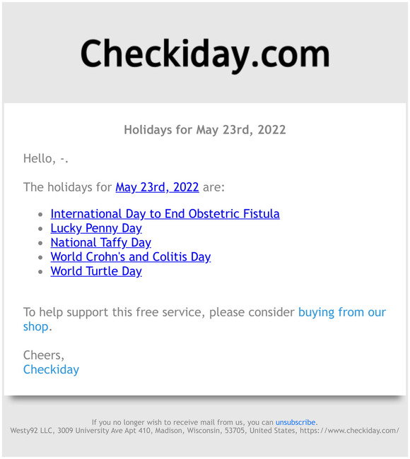 Checkiday: Holidays for May 23rd, 2022! | Milled
