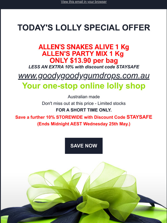 Goody Goody Gum Drops: Today's Super Lolly Special Allen's Snakes Alive ...
