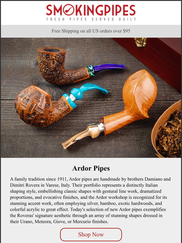 Smokingpipes: New Ardor Pipes | Handmade by the Rovera Brothers | Milled