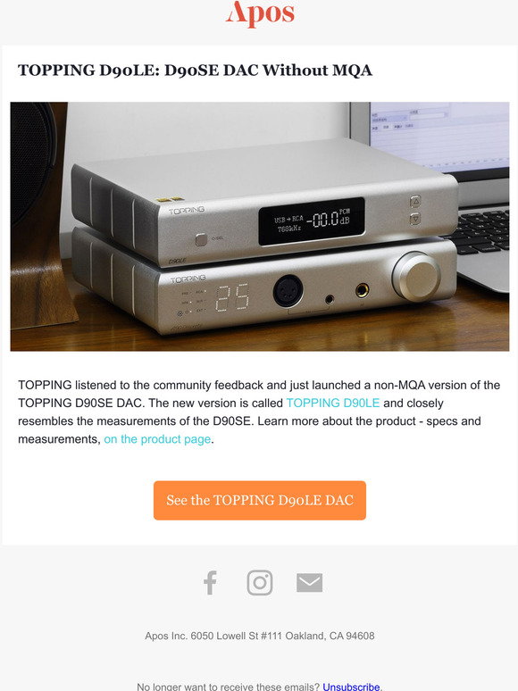 Apos Audio: Just Launched: TOPPING D90LE DAC | Milled