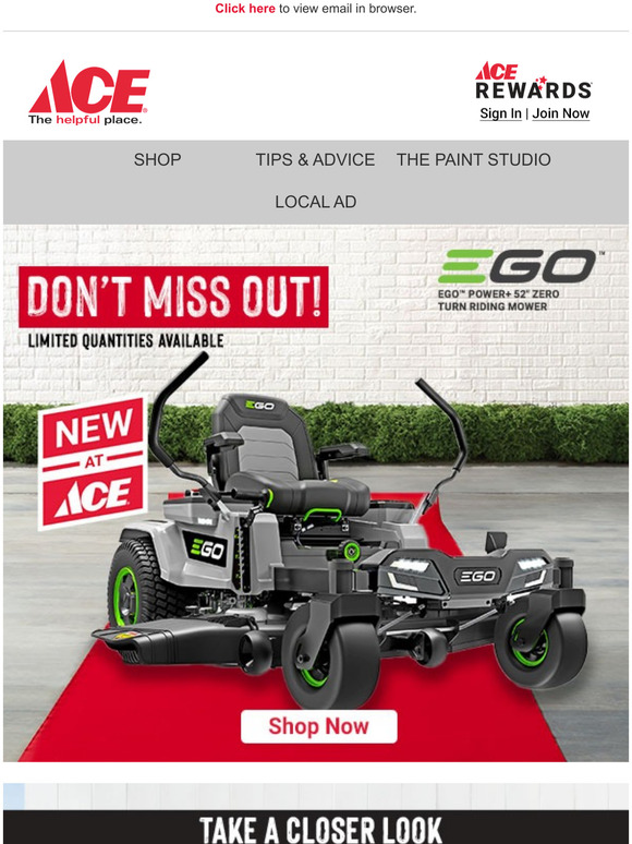 Ace Hardware: The Newest EGO Riding Mower - Limited Quantities ...